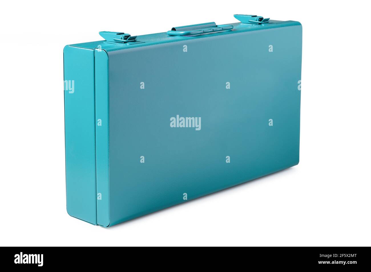 Green metal tool case isolated on white background Stock Photo - Alamy