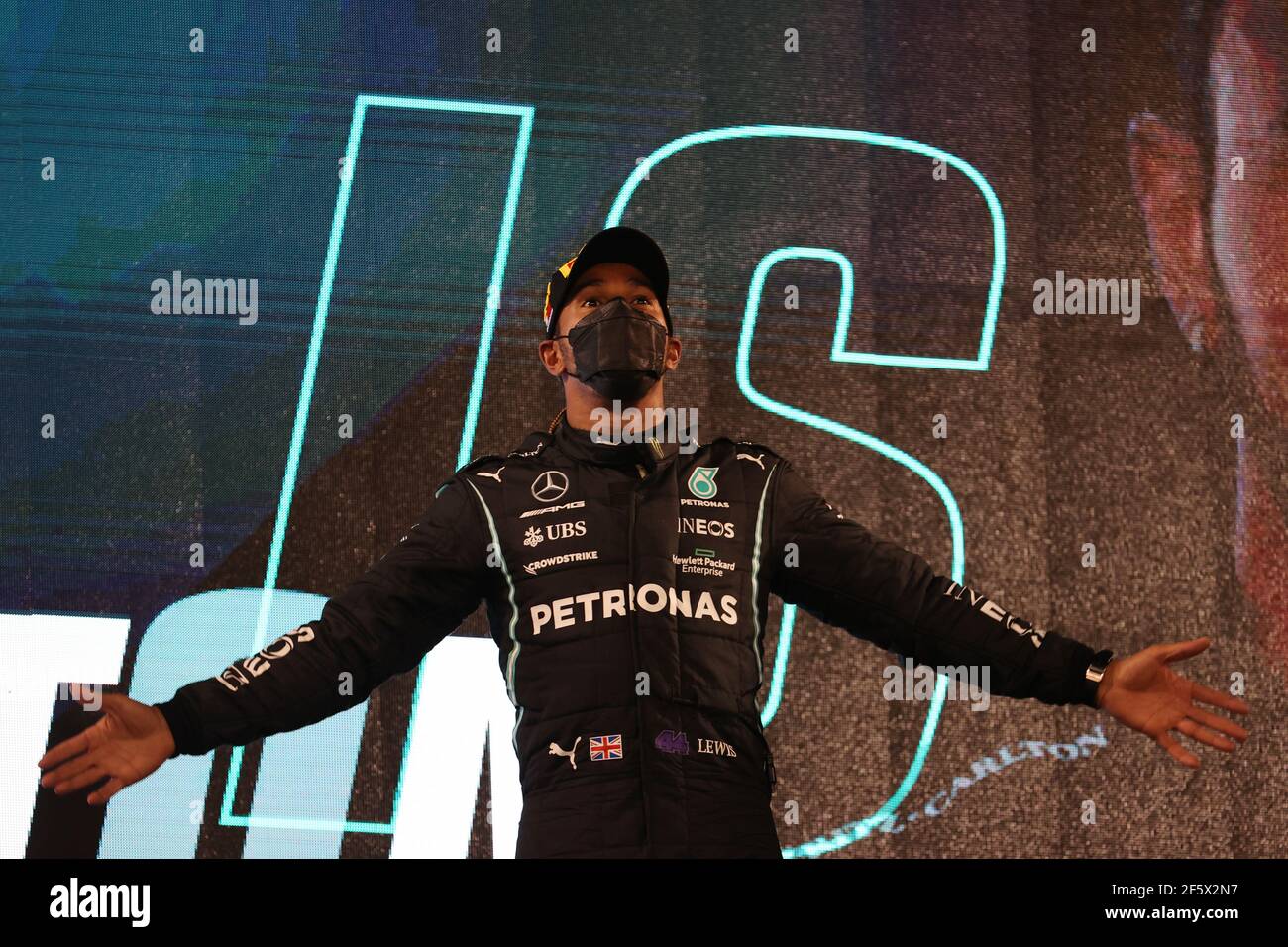 Sakhir, Bahrain. 28th Mar, 2021. Race winner Lewis Hamilton (GBR ...