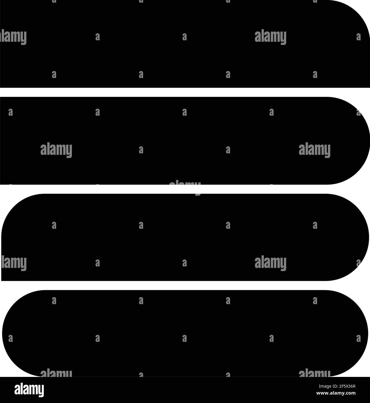 Button, banner, plaque shapes set with variaing rounded corner effect ...