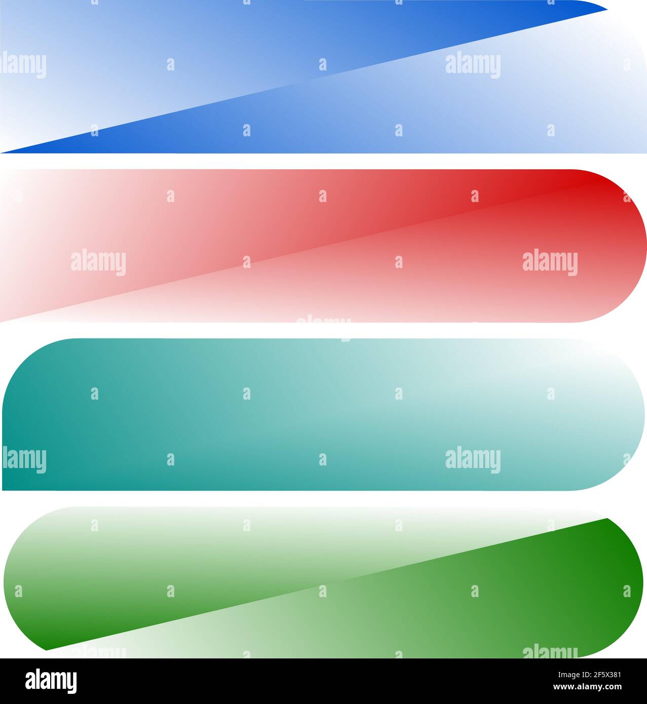 Button, banner, plaque shapes set with variaing rounded corner effect ...