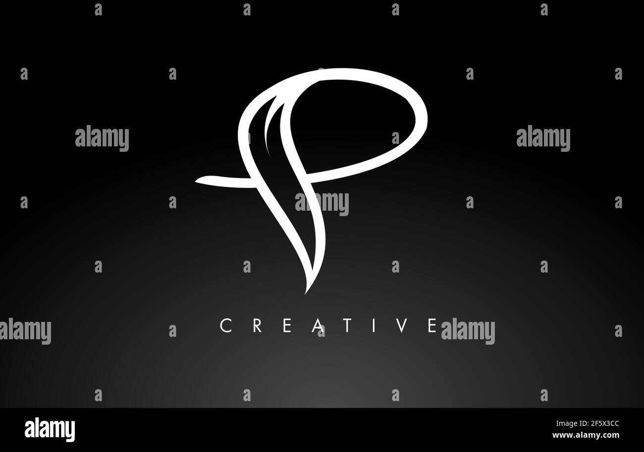 P Letter Logo with Monogram Leaf Concept in Black and White Colors ...