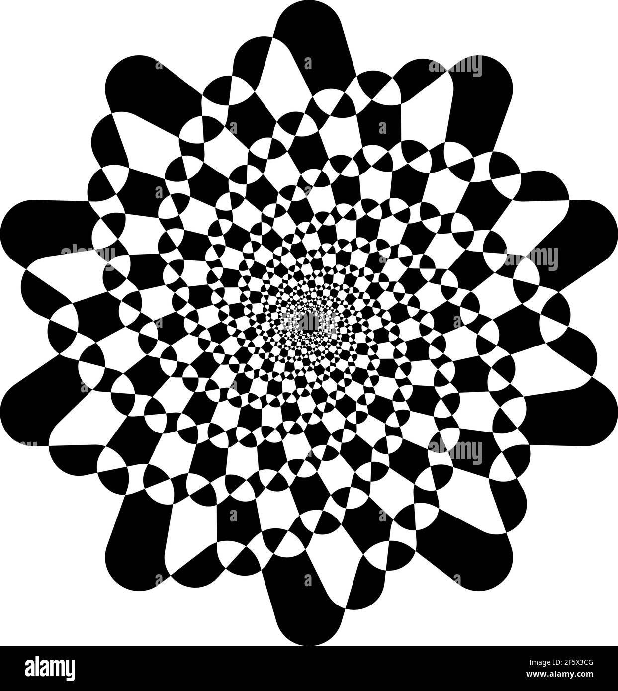 Op-art, optical, visual art element with inward rotation — Stock vector ...