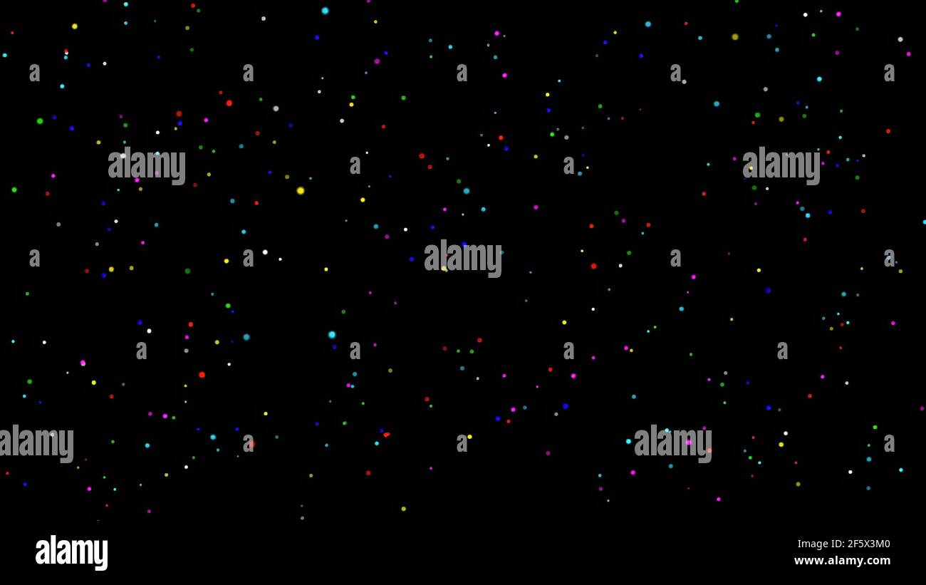An illustration of an abstract pattern with neon light dots on a black ...