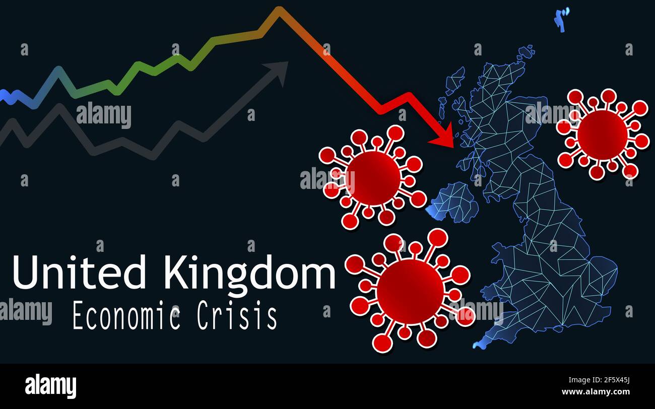 An illustration of the map of the United Kingdom with the economic ...