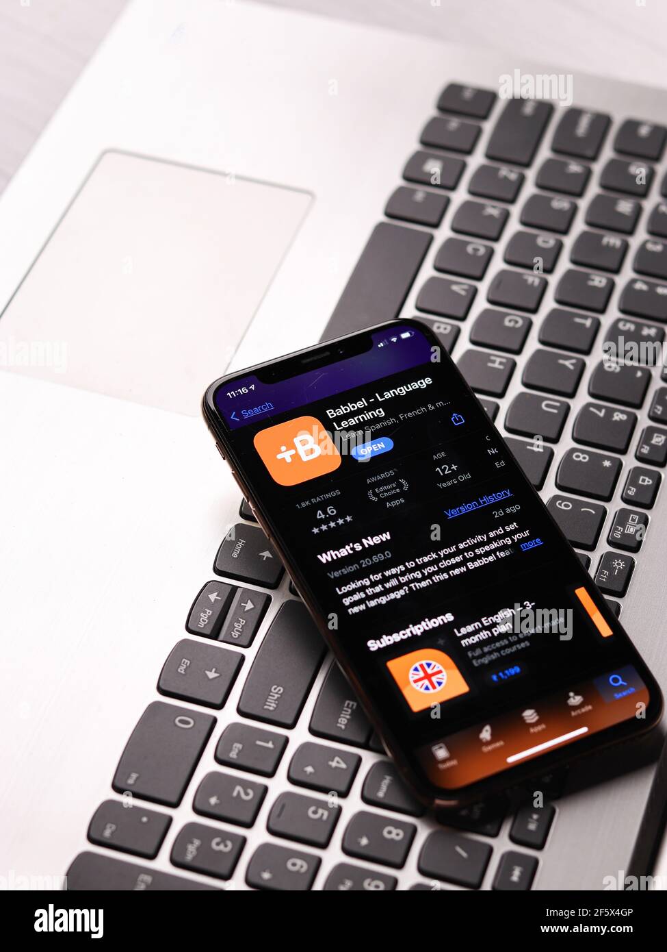 Assam, india - March 30, 2021 : Babbel logo on phone screen stock image ...