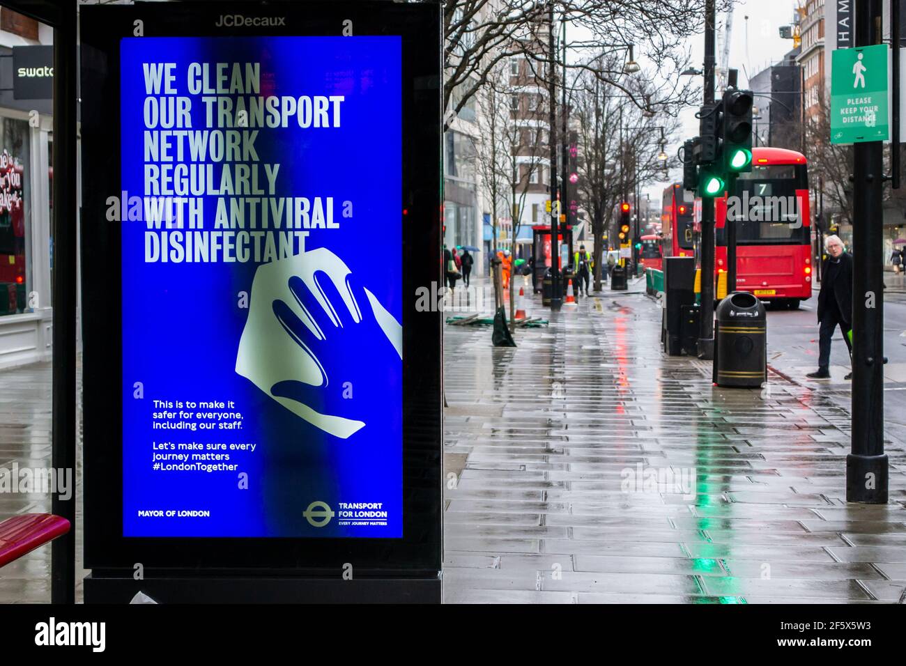 OXFORD STREET, LONDON, ENGLAND- 17th February 2021: Advertisement on a ...