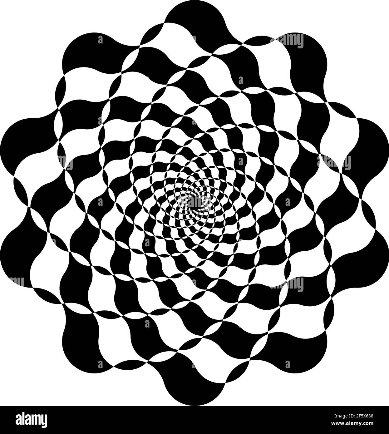 Op-art, optical, visual art element with inward rotation — Stock vector ...