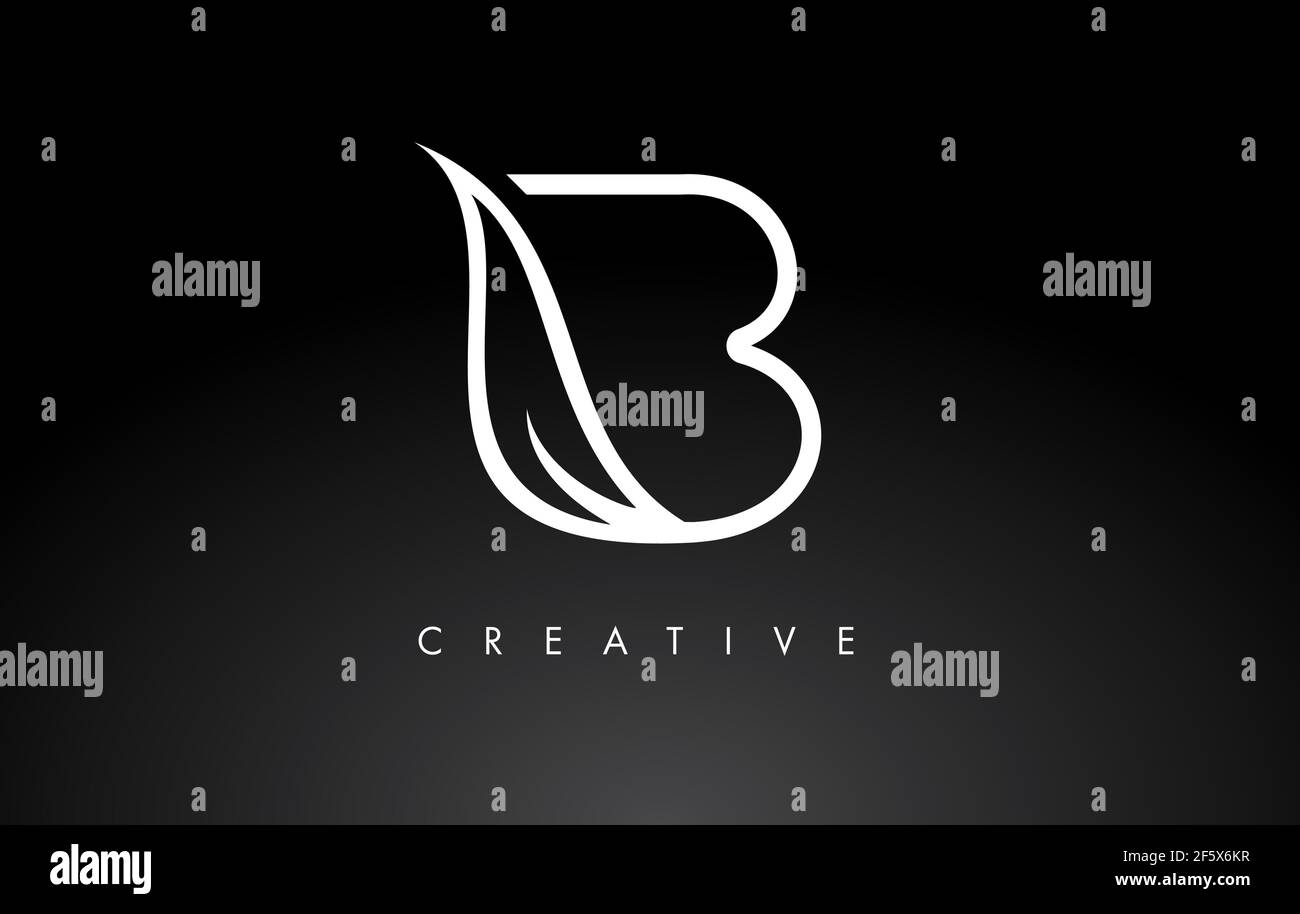 B Letter Logo with Monogram Leaf Concept in Black and White Colors ...