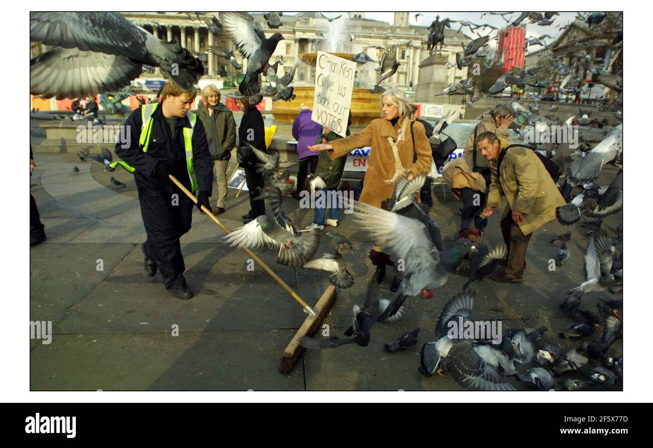 Save the Pigeons of Trafalgar Square demo.....pic David Sandison 19/11 ...