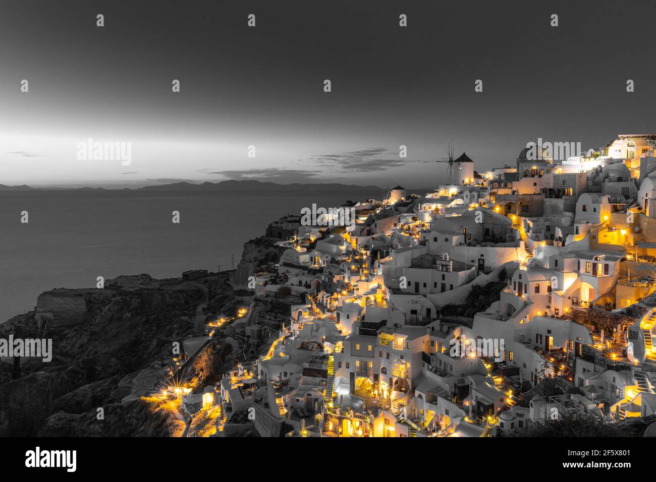 Selective color image, orange color with black and white process. Night ...