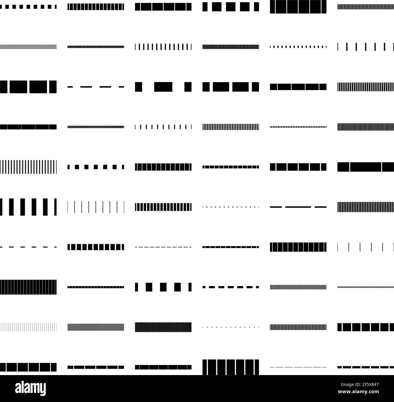 Horizontally repeatable dashed lines set — Stock vector illustration ...