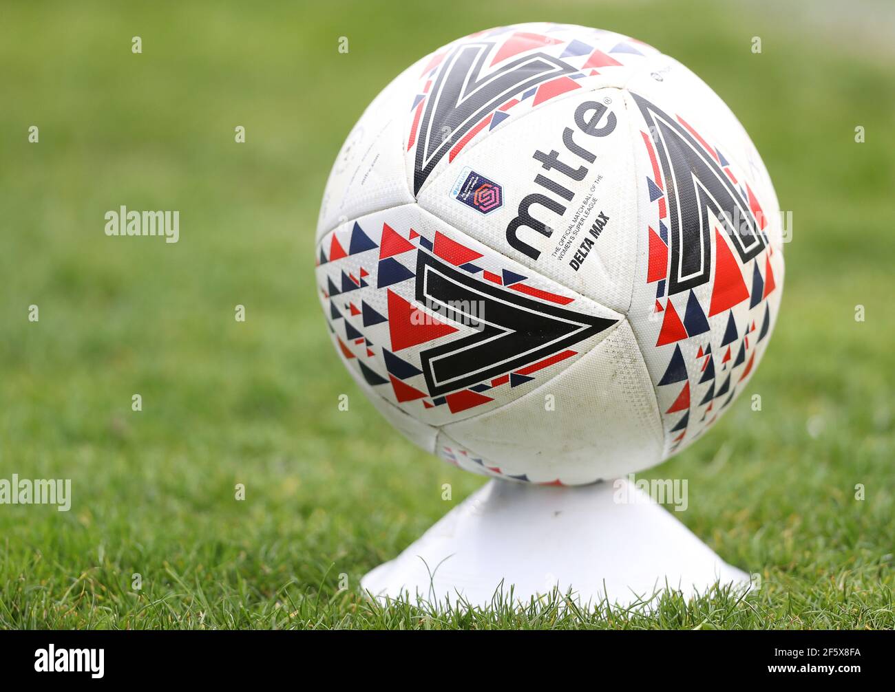 Crawley, UK. 28th Mar, 2021. An official match ball made by Mitre ...