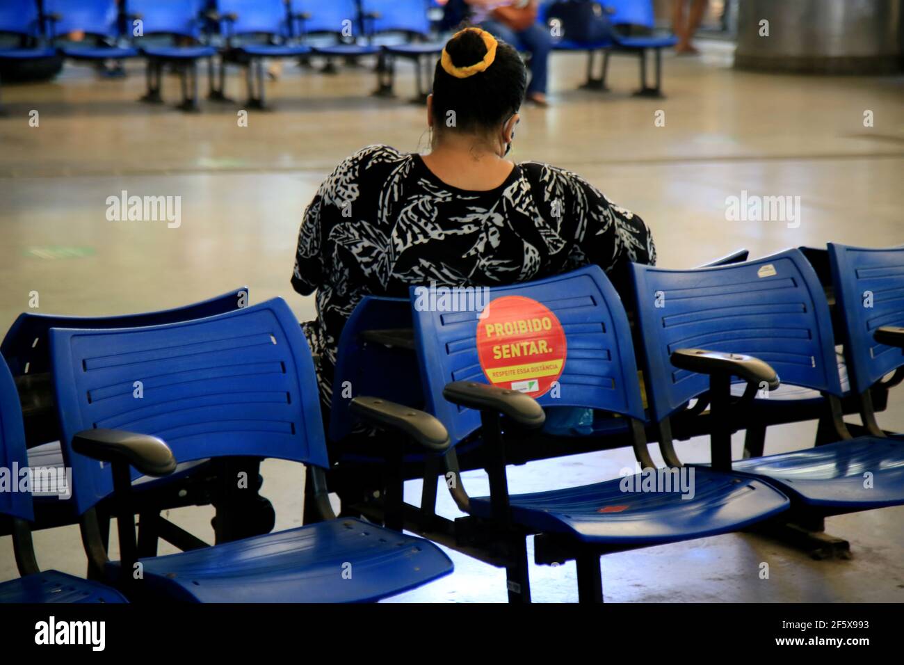 salvador, bahia, brazil - january 25, 2021: chair with information of ...