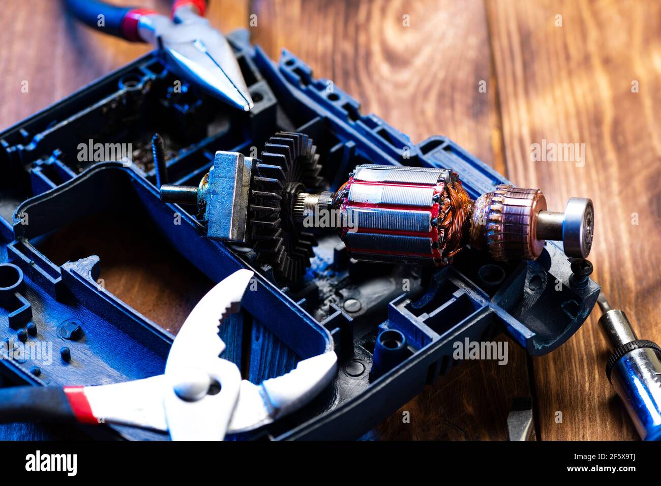 Power tool repair. Details of electrical appliance and repair tools on ...