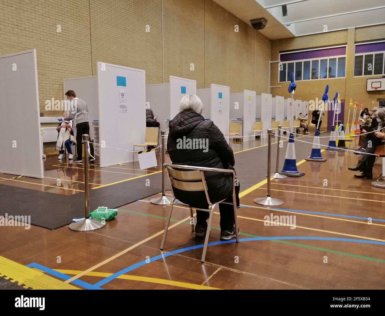 Senior citizens waiting to receive the first dose of the Pfizer Covid ...