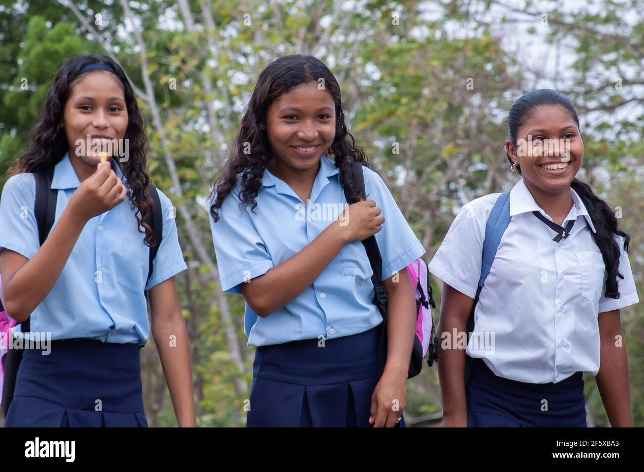 Darien Province, Panama. 07-18-2019. Indigenous female adolescents with ...