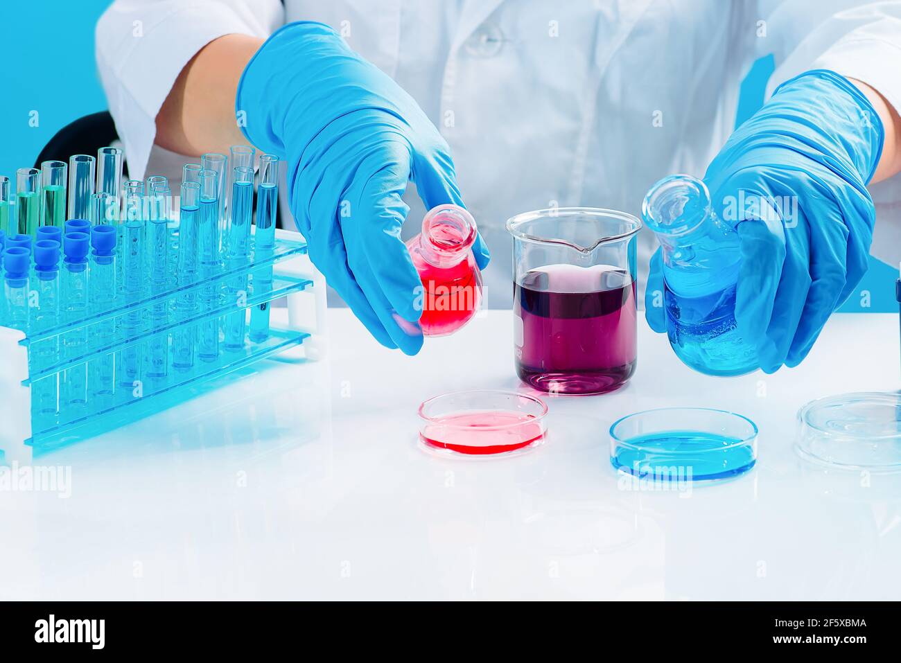 Female Research Scientist Uses Micropipette Filling Test Tubes.A ...