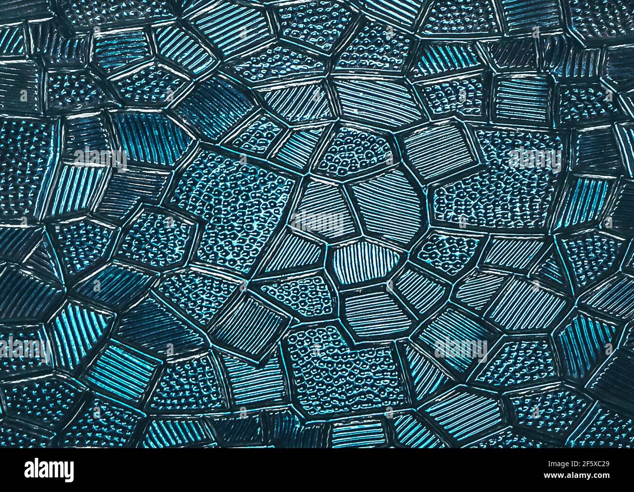 Blue glass surface with abstract mosaic pattern texture background ...