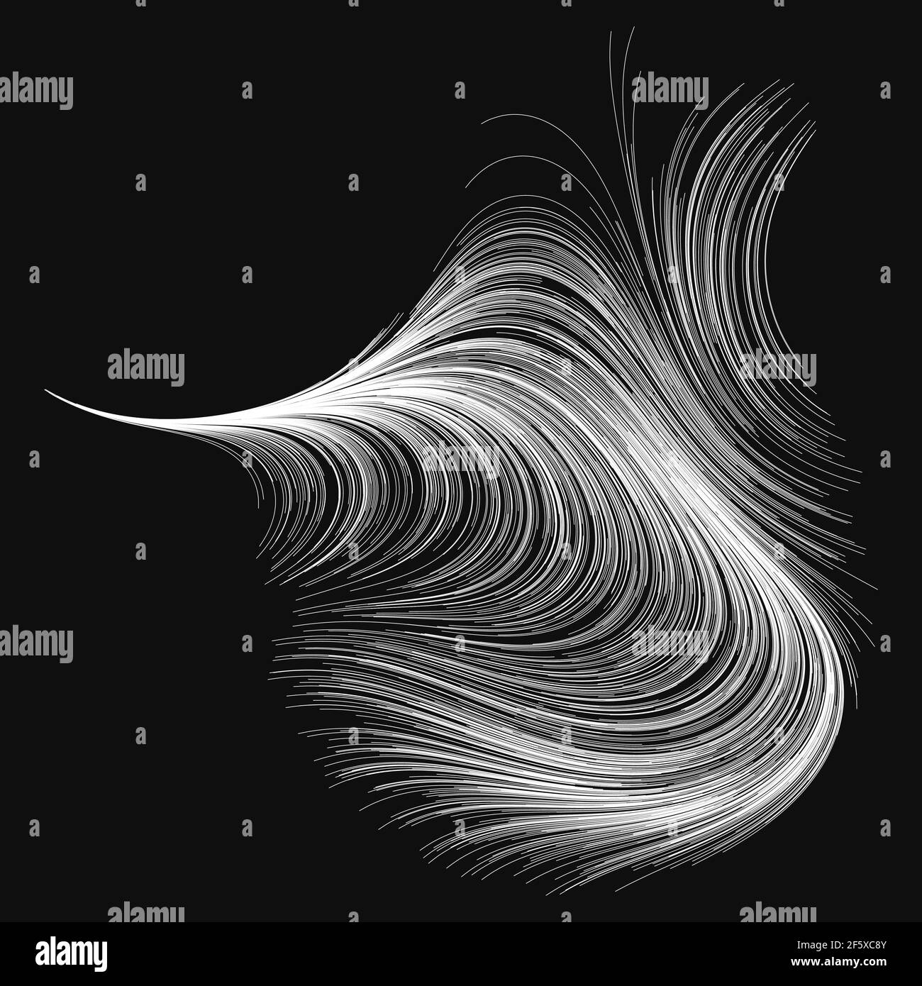 Abstract render of random wavy, curvy, writhe lines design element ...