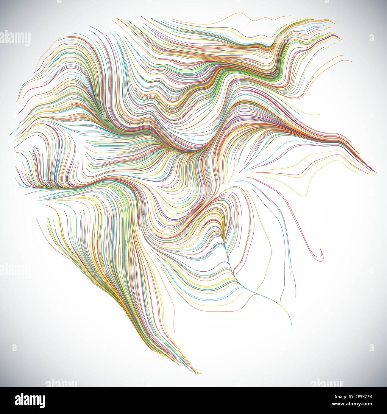 Abstract render of random wavy, curvy, writhe lines design element ...