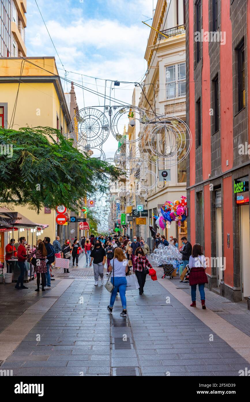 Santa Cruz, Spain, Janury 6, 2021: View of central street in the old ...