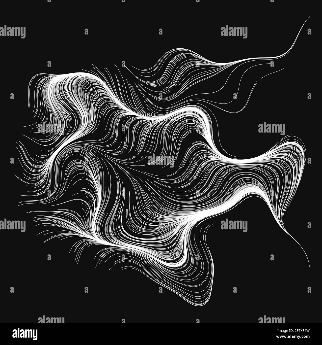 Abstract render of random wavy, curvy, writhe lines design element ...