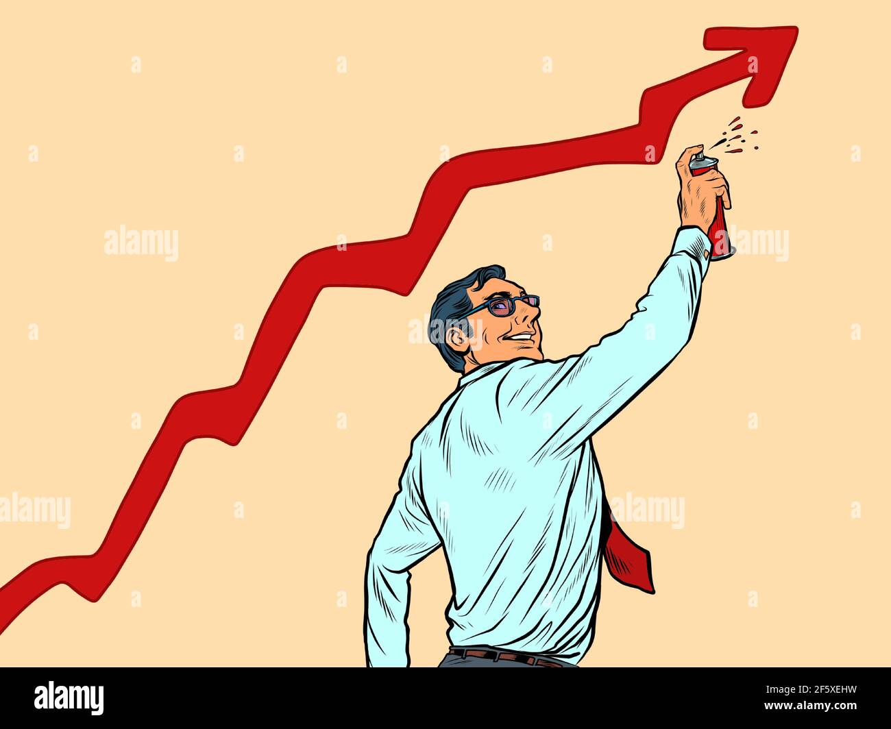 businessman draws graffiti sales growth graph. Street art Stock Vector ...