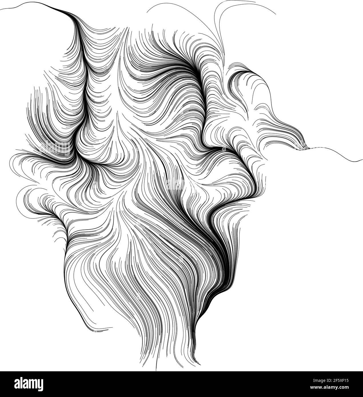 Abstract render of random wavy, curvy, writhe lines design element ...