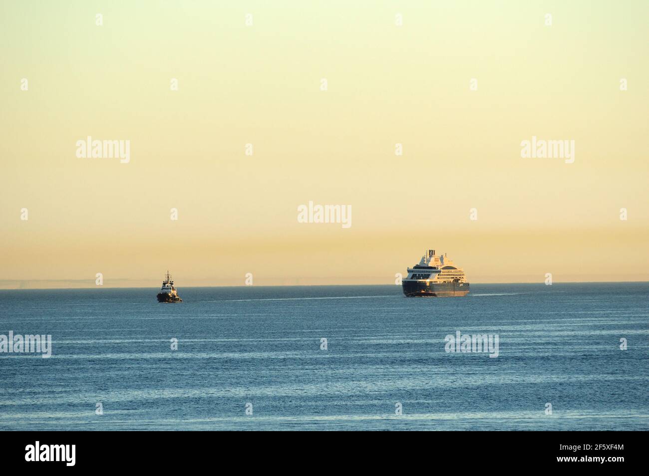 crosschannel crossing from Calais ferry terminal to dover and sunset ...