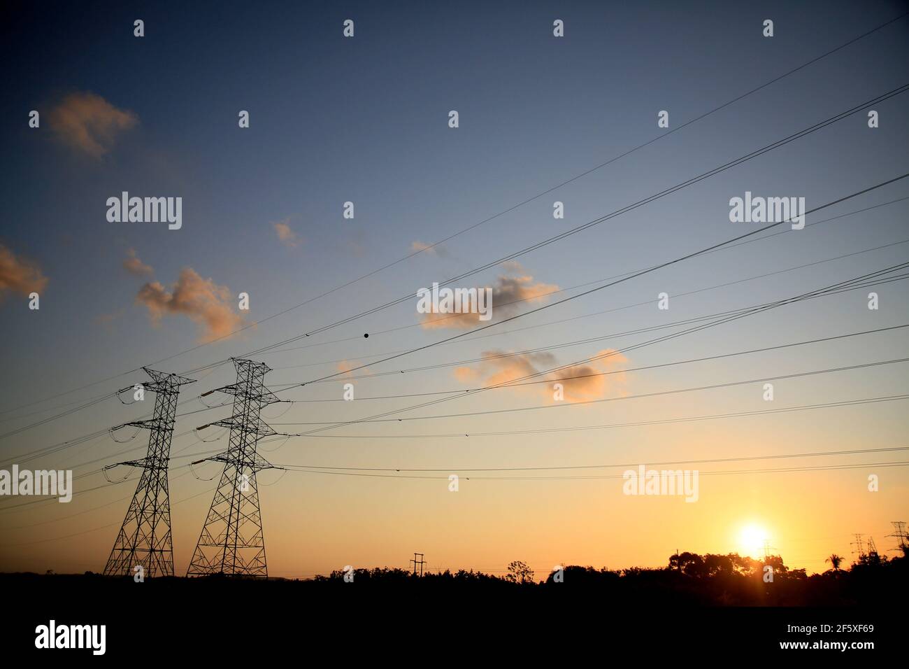 High Voltage Transmission Lines Brazil High Resolution Stock ...