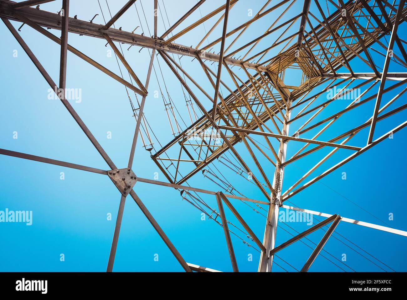 Metal structure to support high voltage electric cables outdoors Stock ...