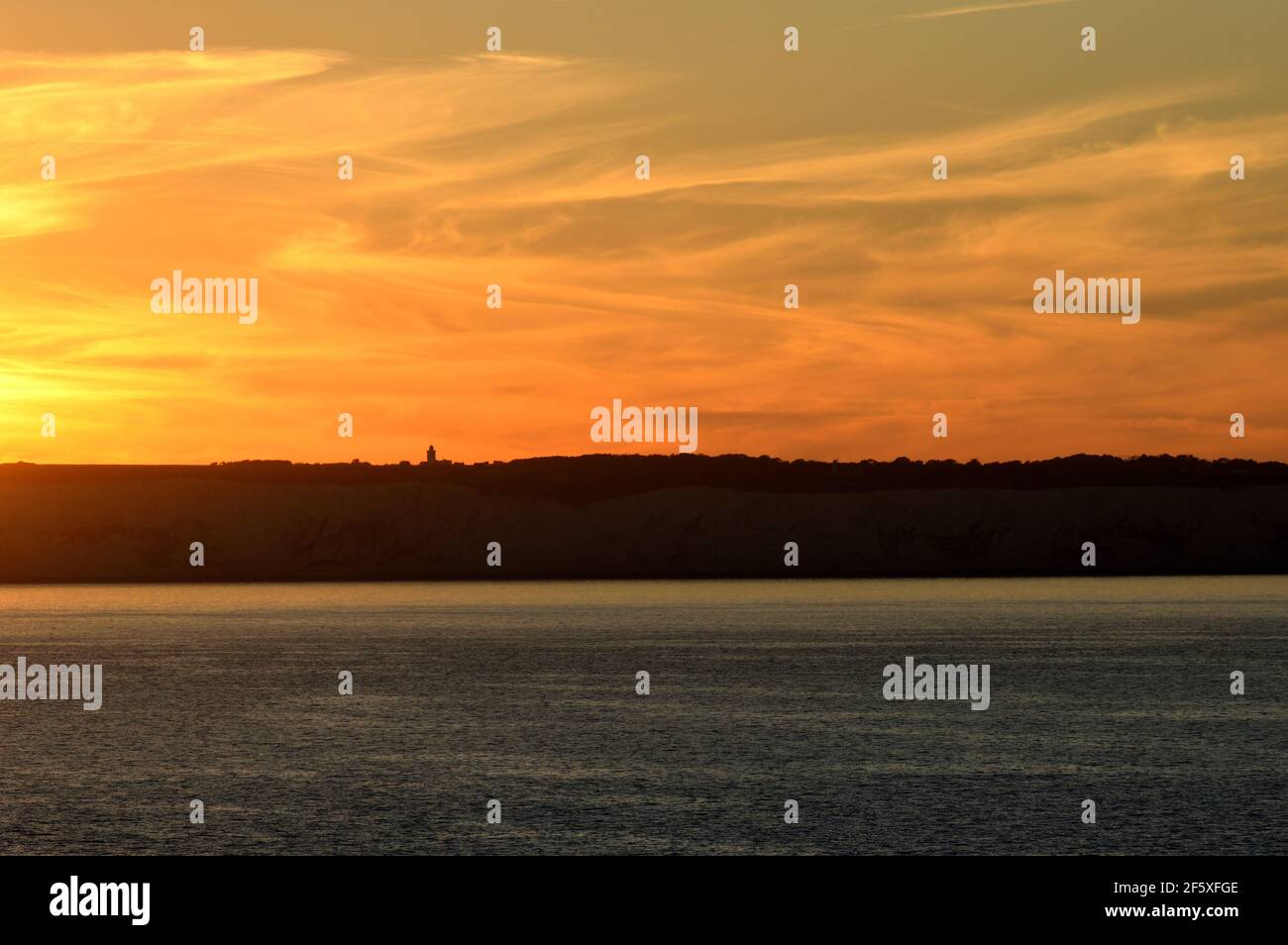 Channel crossing from Calais ferry terminal to dover and sunset over ...