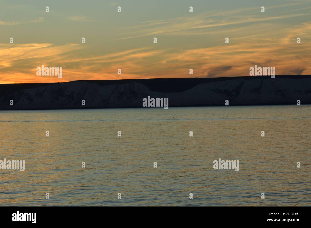 Channel crossing from Calais ferry terminal to dover and sunset over ...