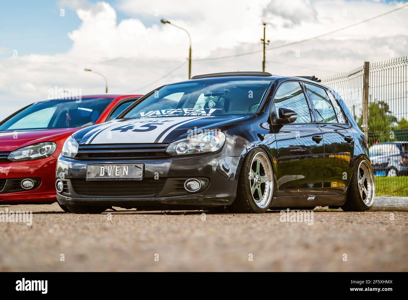 Moscow, Russia - July 06, 2019: Black tuned and highly modified ...