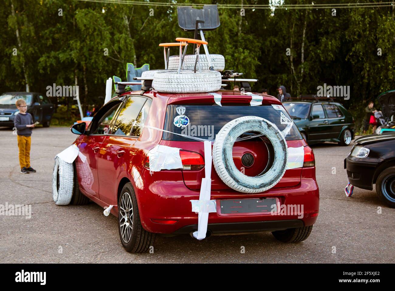 Moscow, Russia - July 06, 2019: Volkswagen golf stands in the parking ...