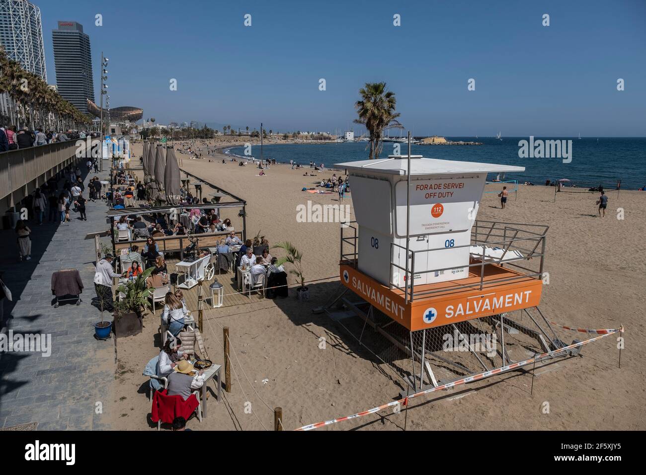 View of a new watchtower for beach lifeguards that replace the ...