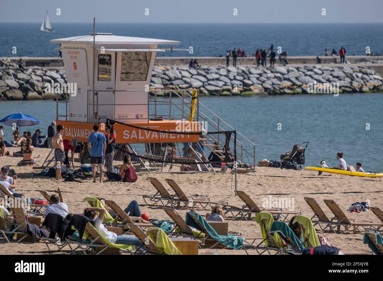 View of a new watchtower for beach lifeguards that replace the ...
