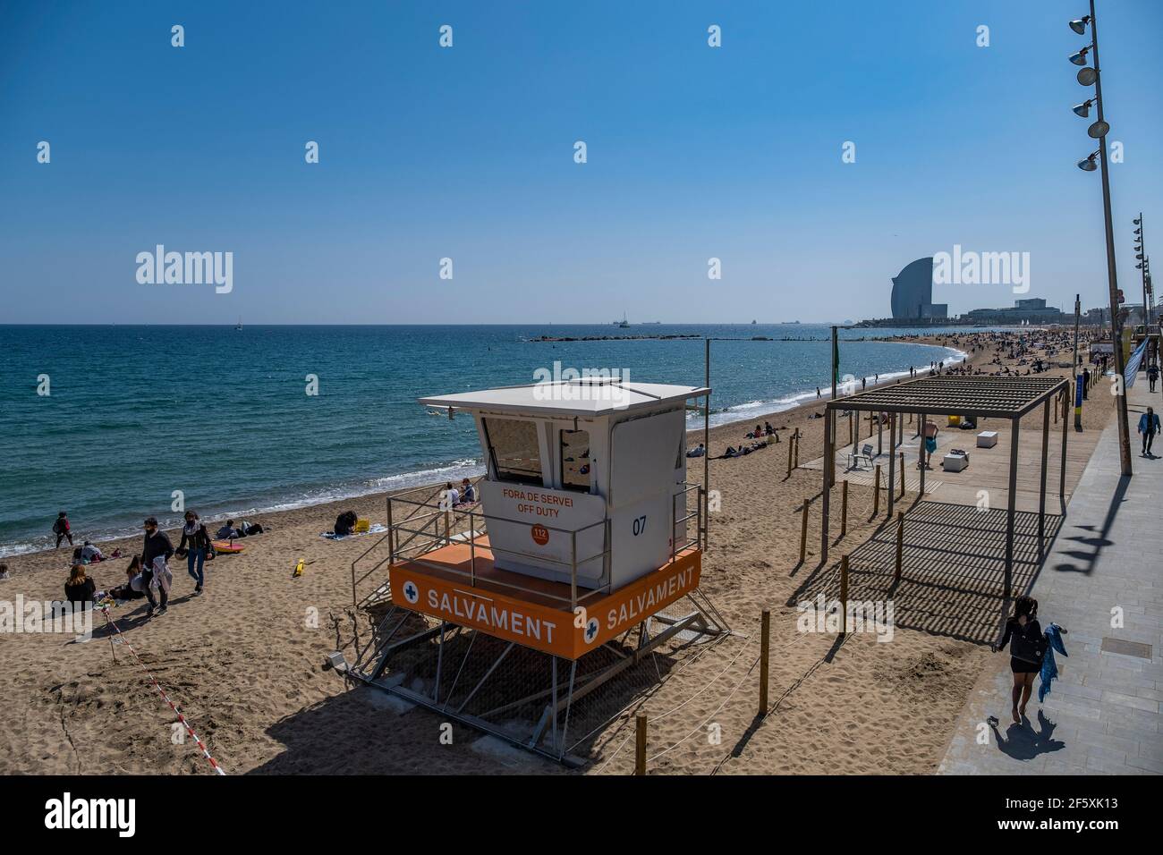 View of a new watchtower for beach lifeguards that replace the ...
