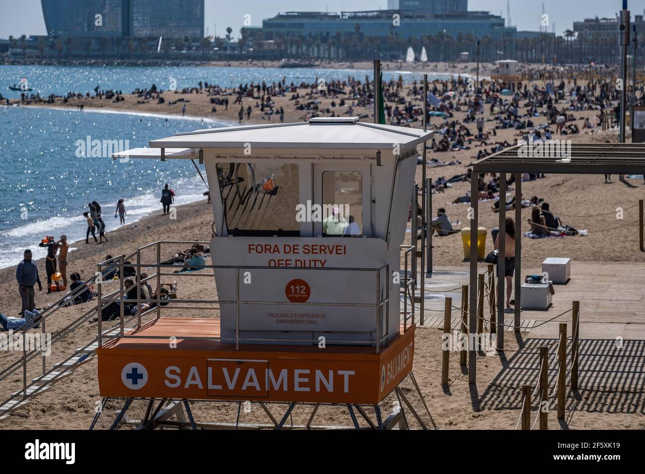 View of a new watchtower for beach lifeguards that replace the ...