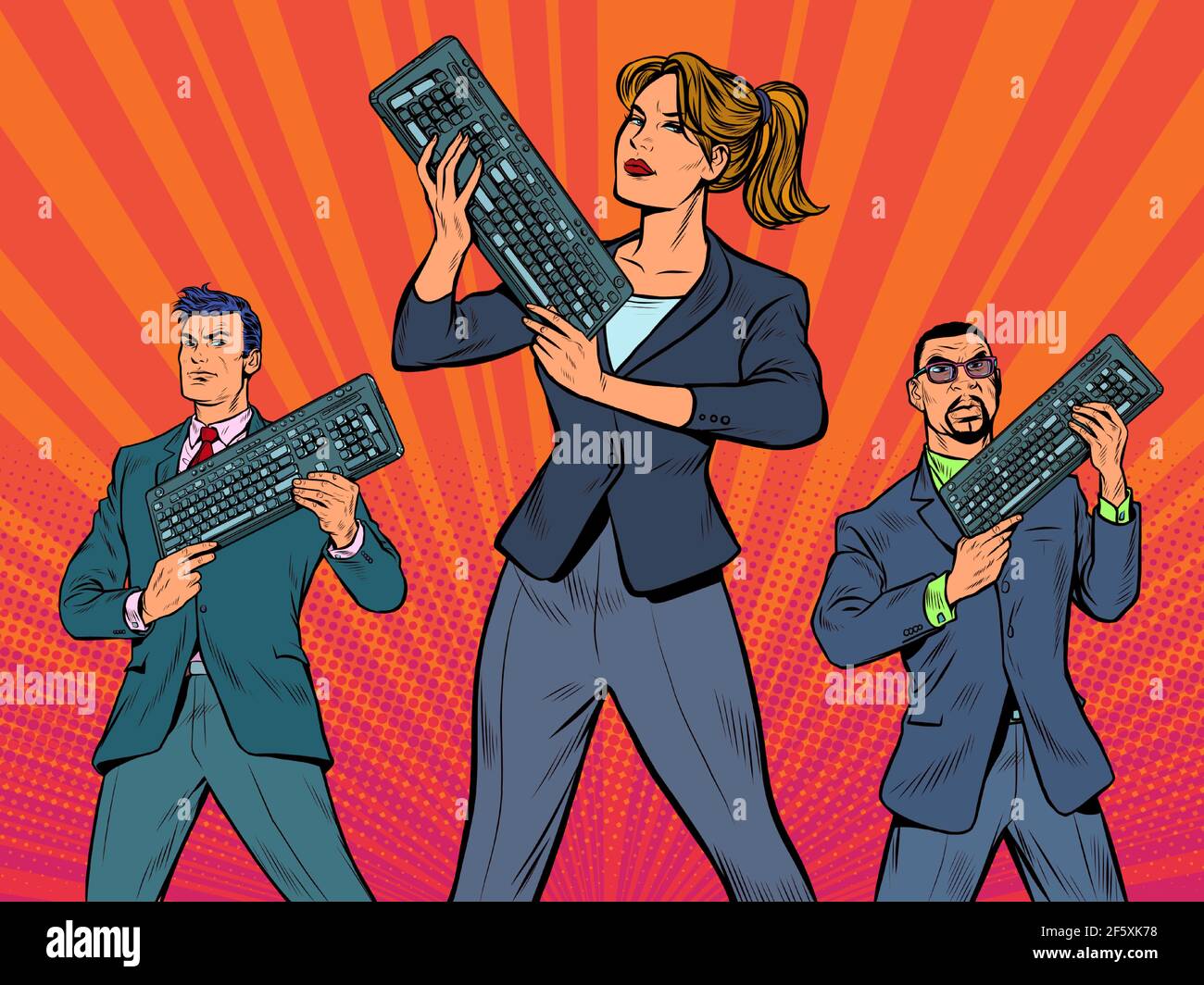 businessmen with a computer keyboard. Internet business. Advanced PC ...