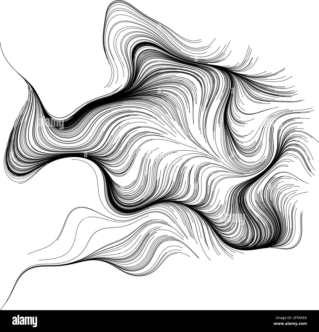 Abstract render of random wavy, curvy, writhe lines design element ...