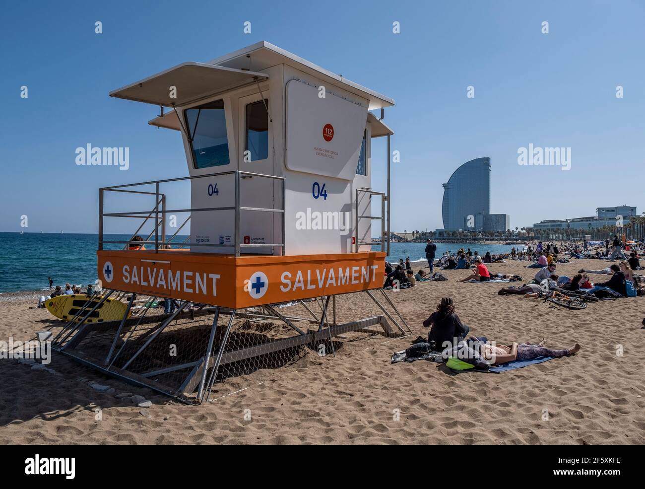 View of a new watchtower for beach lifeguards that replace the ...