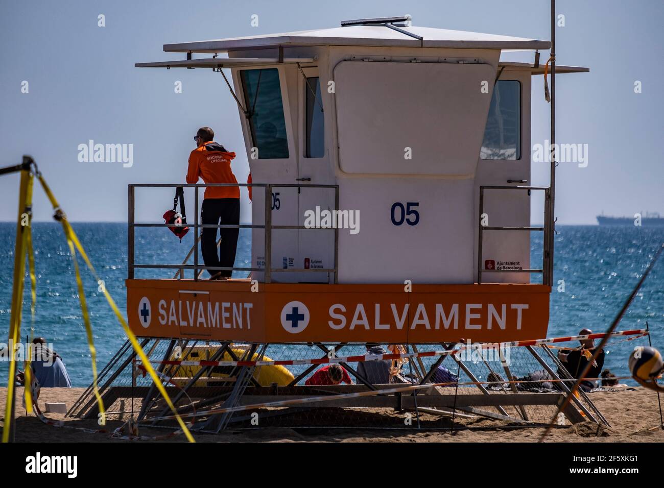 View of a new watchtower for beach lifeguards that replace the ...