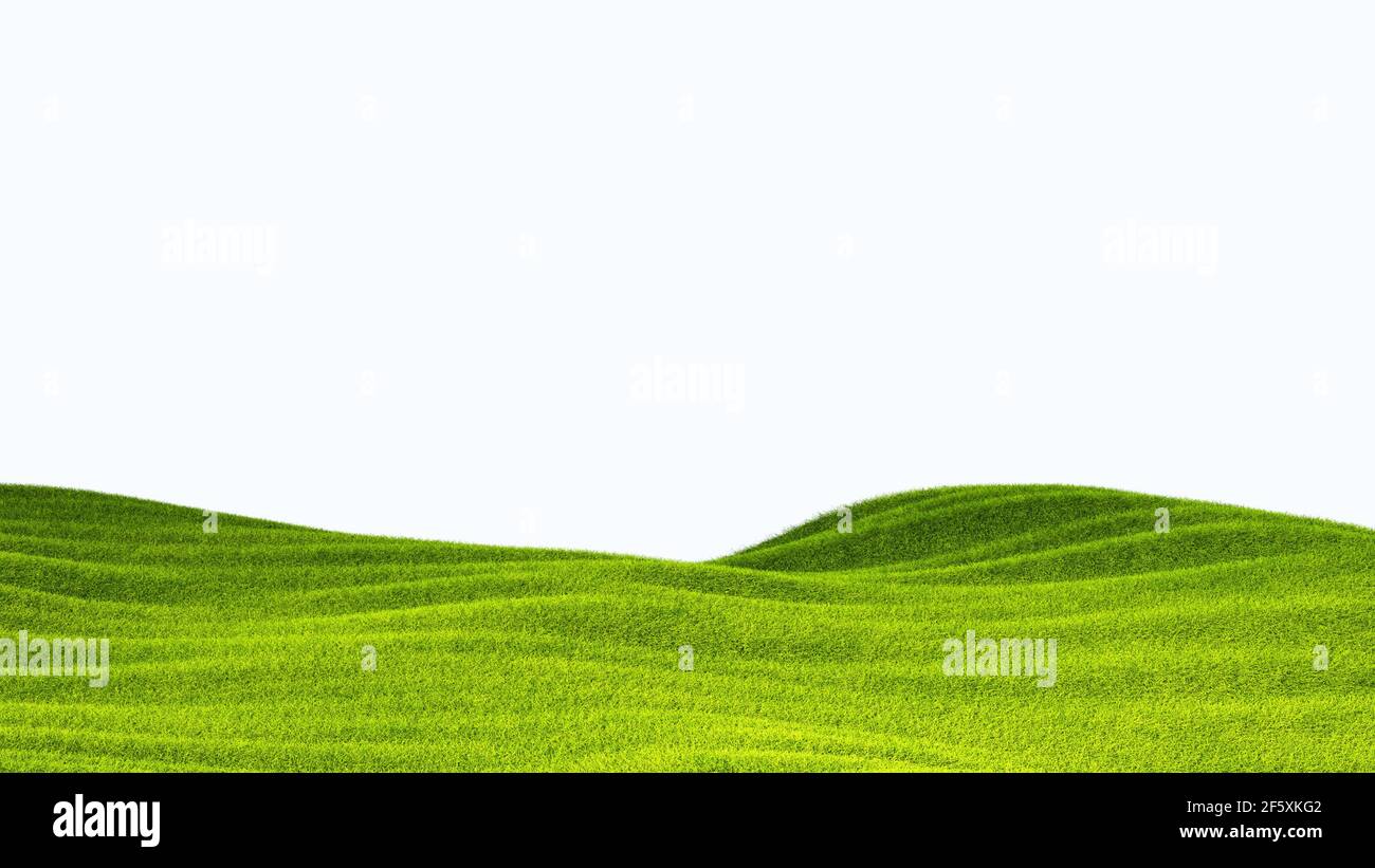 green field isolated against a white background 3d Stock Photo - Alamy