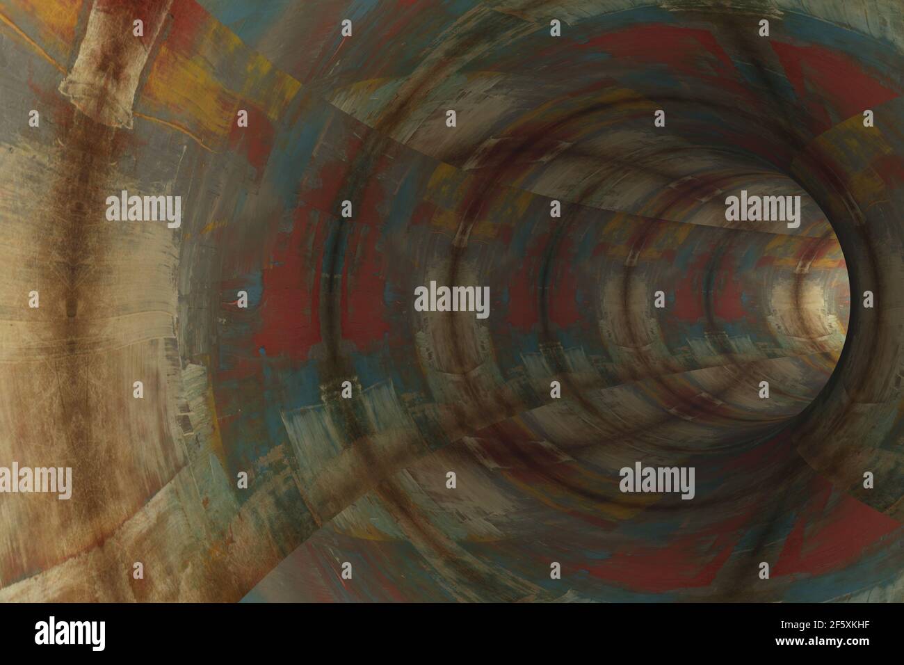 Abstract tunnel with colorful painted walls. 3d rendering Stock Photo ...