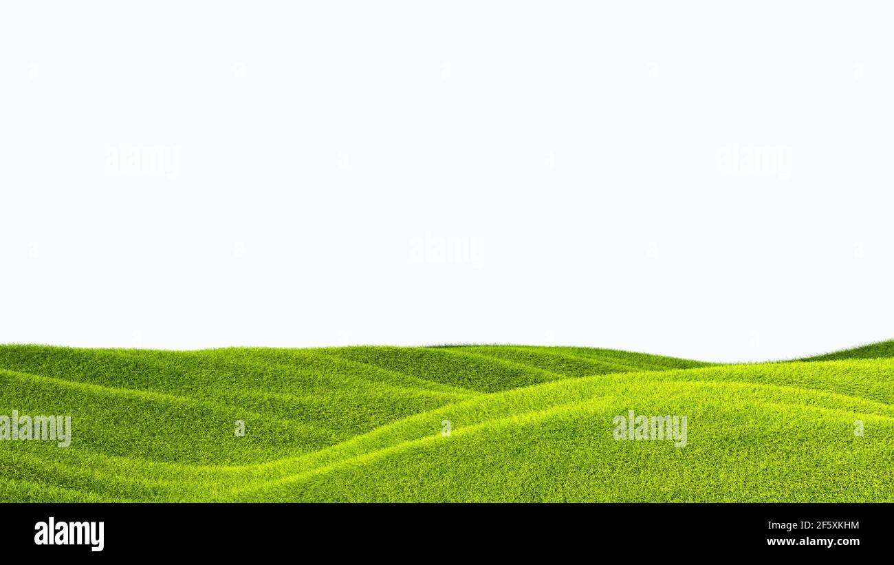 green field isolated against a white background 3d Stock Photo - Alamy