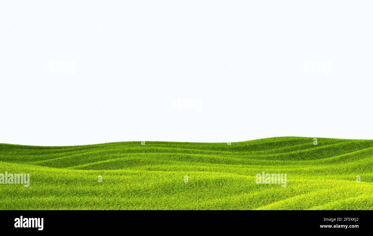 green field isolated against a white background 3d Stock Photo - Alamy