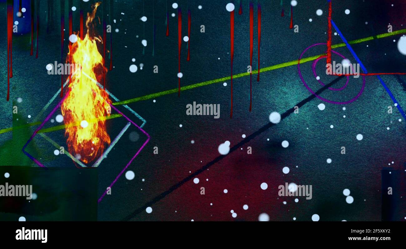 Modern abstract painting with flame and geometric shapes Stock Photo ...