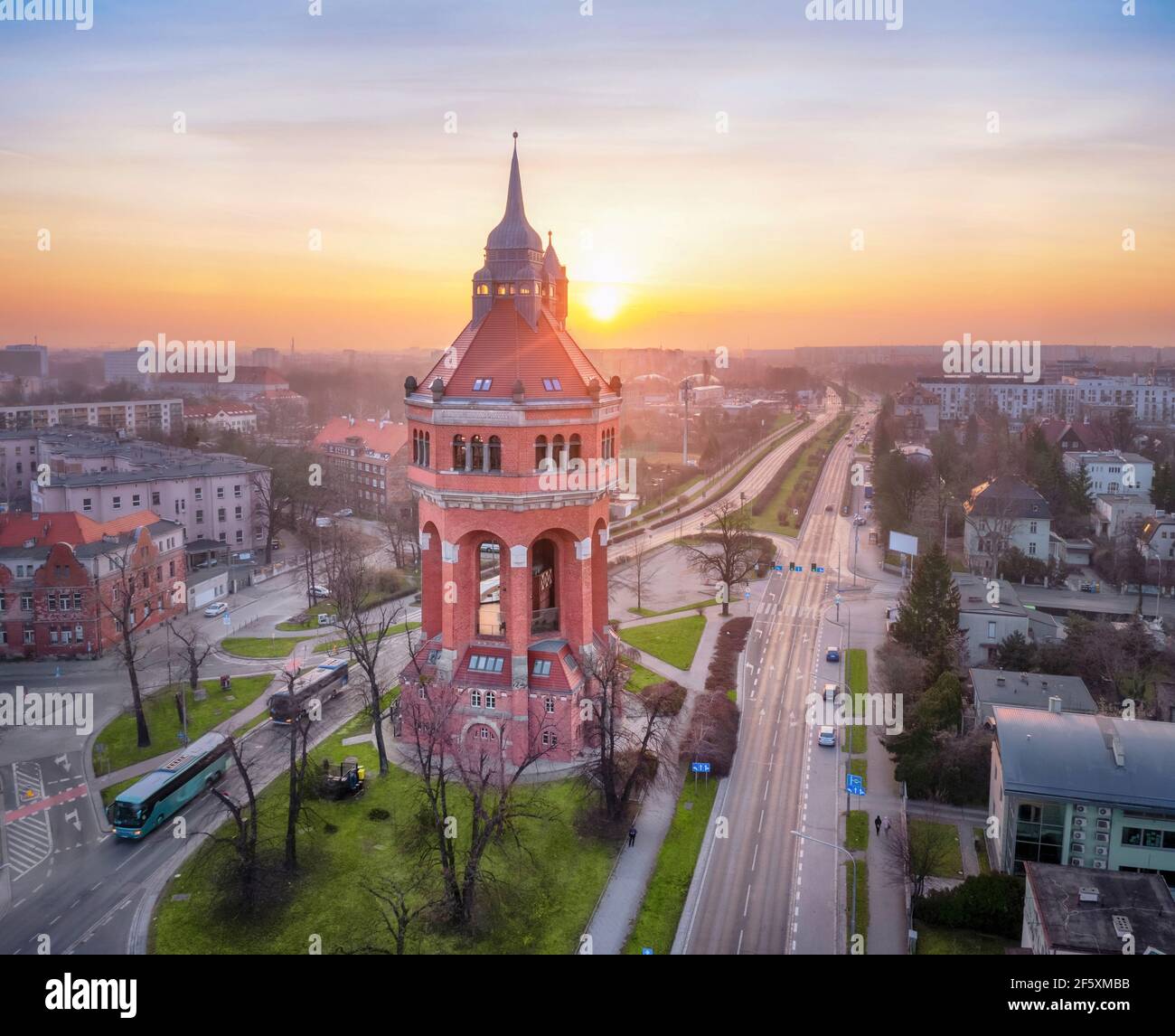Wroclaw, Poland. Aerial view of historic Water Tower situated in Borek ...