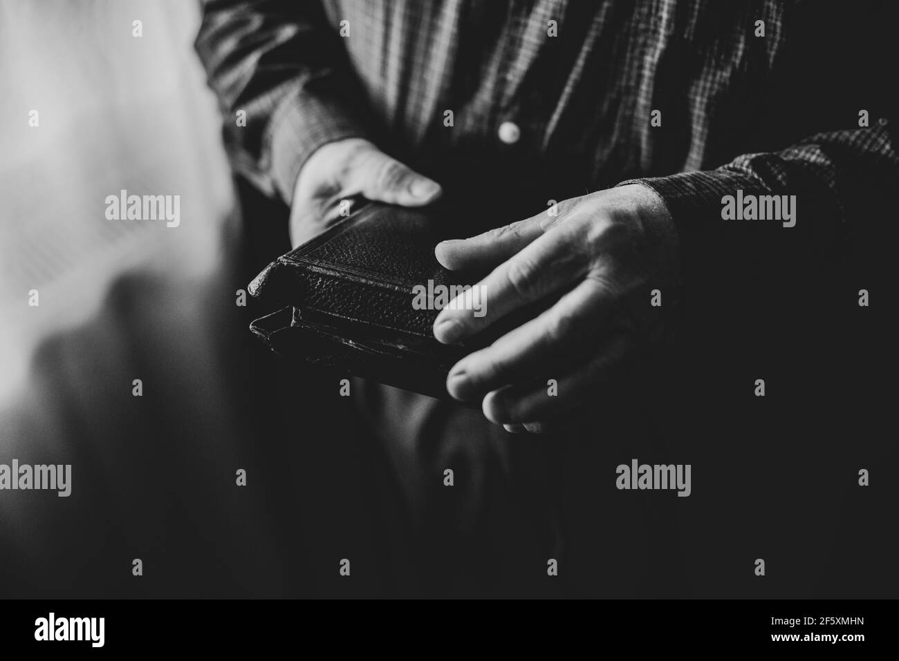 Elderly man holding hand Black and White Stock Photos & Images - Alamy